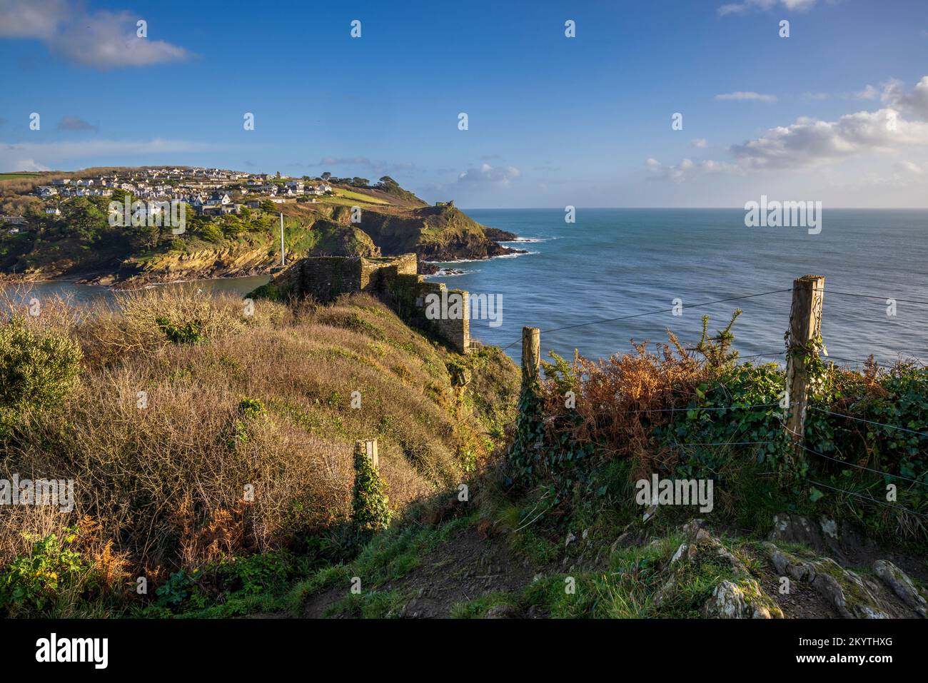 St Catherine's Castle with Polruan across Fowey Harbour, Cornwall ...