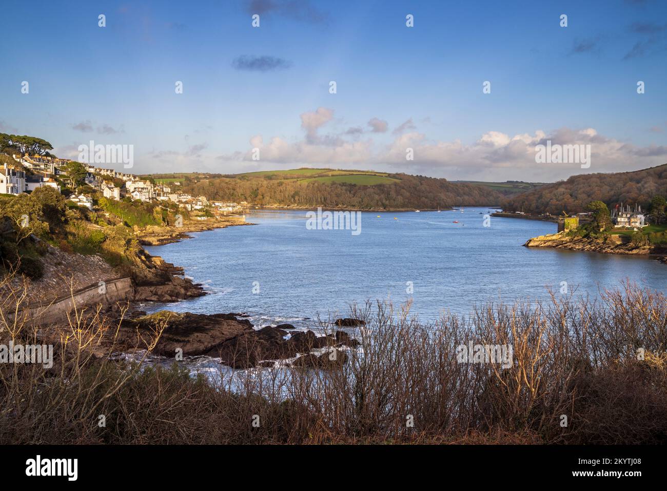 Fowey Harbour from St Catherine's Point, Cornwall, England Stock Photo ...
