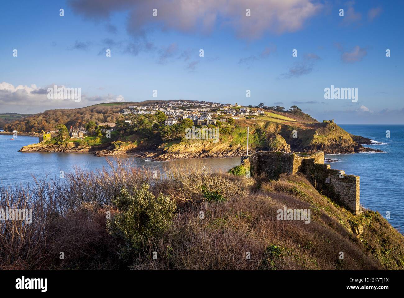 St Catherine's Castle with Polruan across Fowey Harbour, Cornwall ...