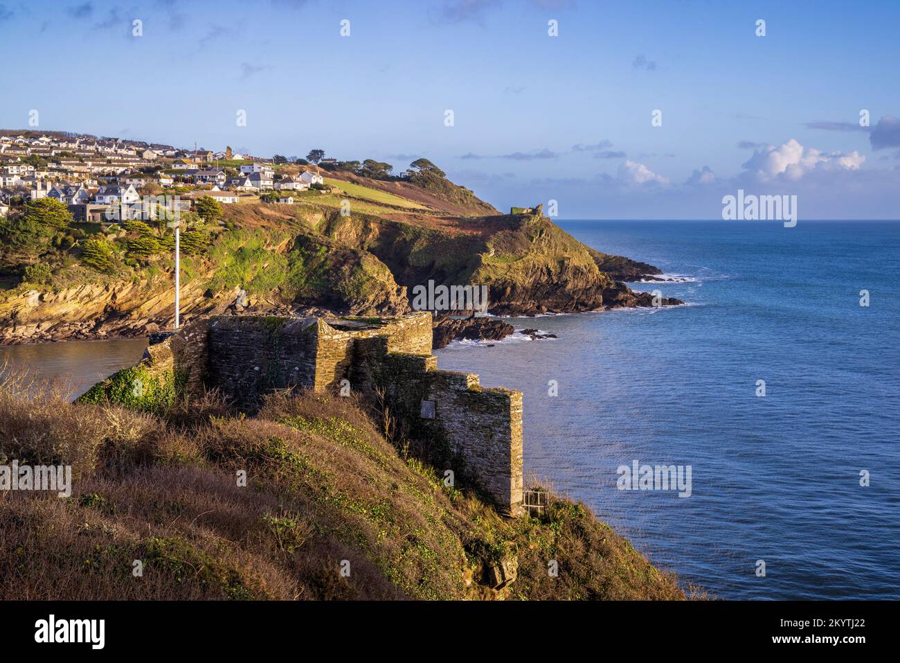 St Catherine's Castle with Polruan across the entrance to Fowey Harbour ...