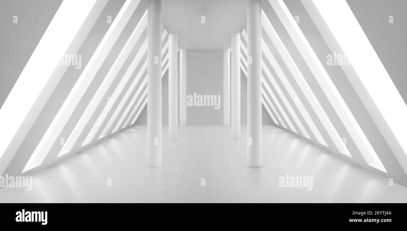 Abstract white mansard interior design. Realistic vector illustration ...