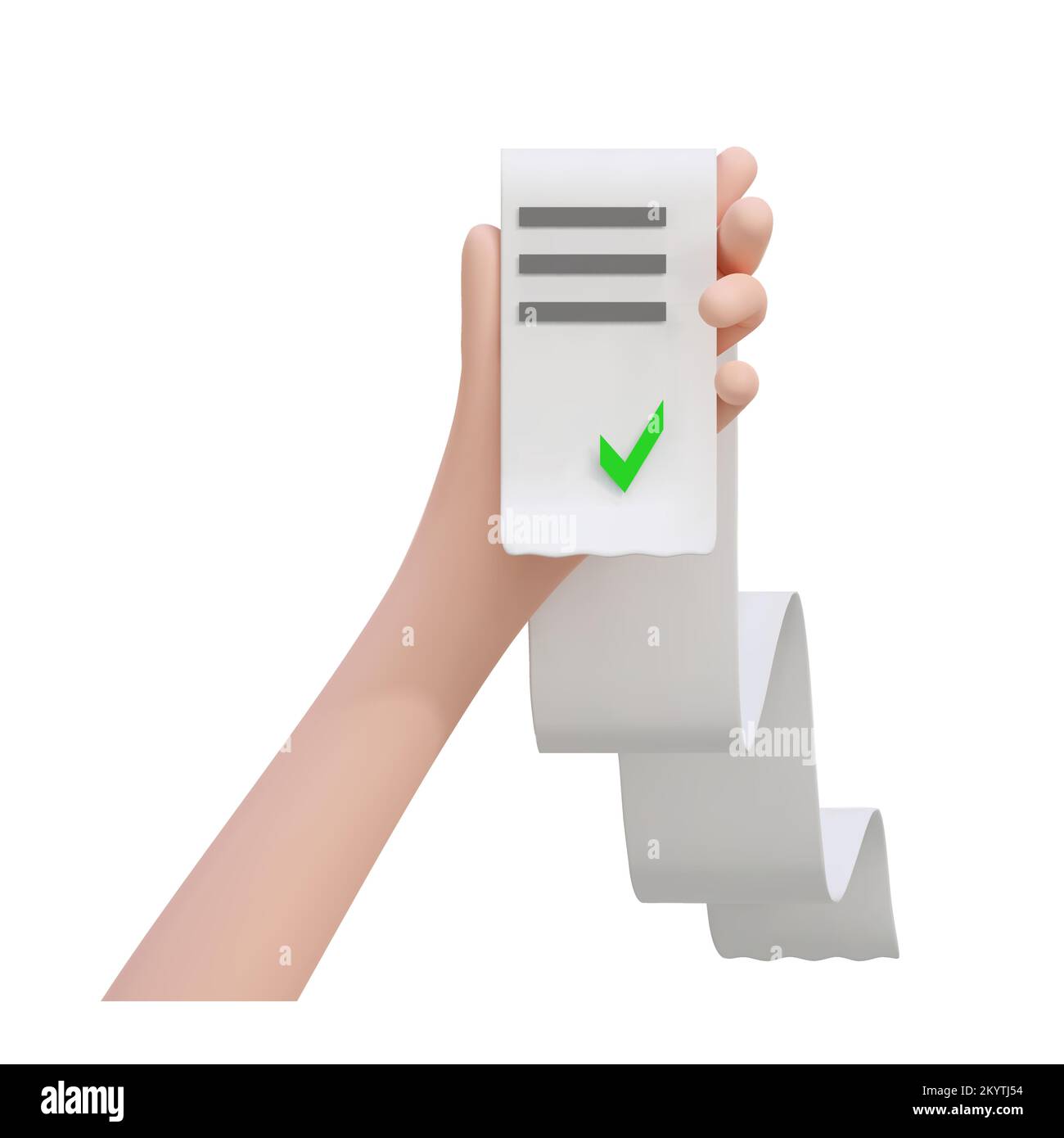 3D hand holding paper bill receipt for shopping in store. Invoice bill ...