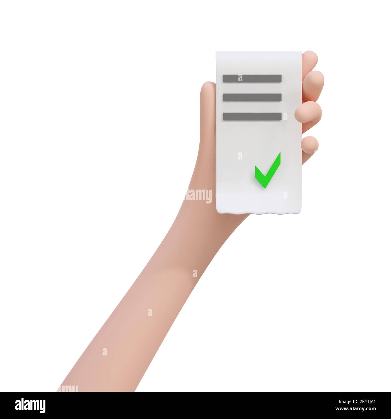 3D hand holding paper bill receipt for shopping in store. Invoice bill ...