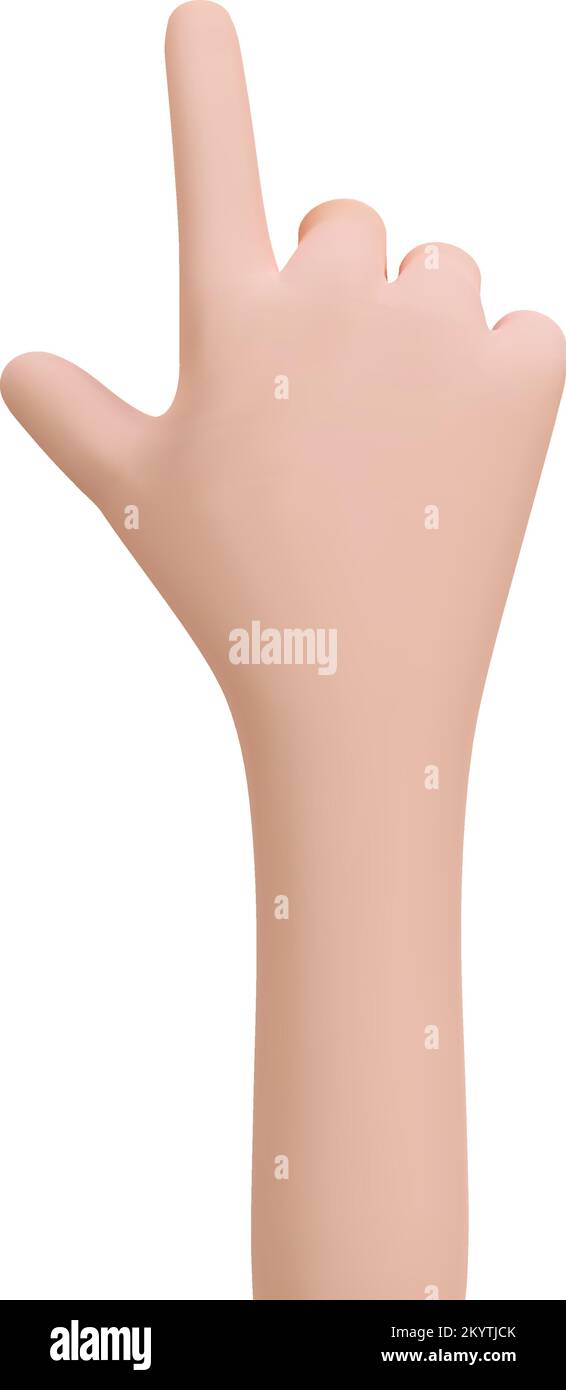 3D cartoon human hand with pointing up finger gesture. Touch or click ...