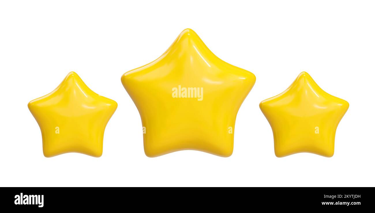 Three yellow glossy stars. Achievements for games. Customer rating feedback. Realistic 3d Vector ...