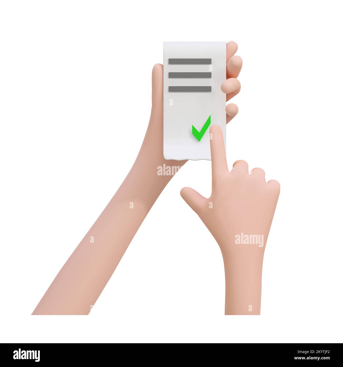 3D hand holding paper bill receipt for shopping in store. Invoice bill ...