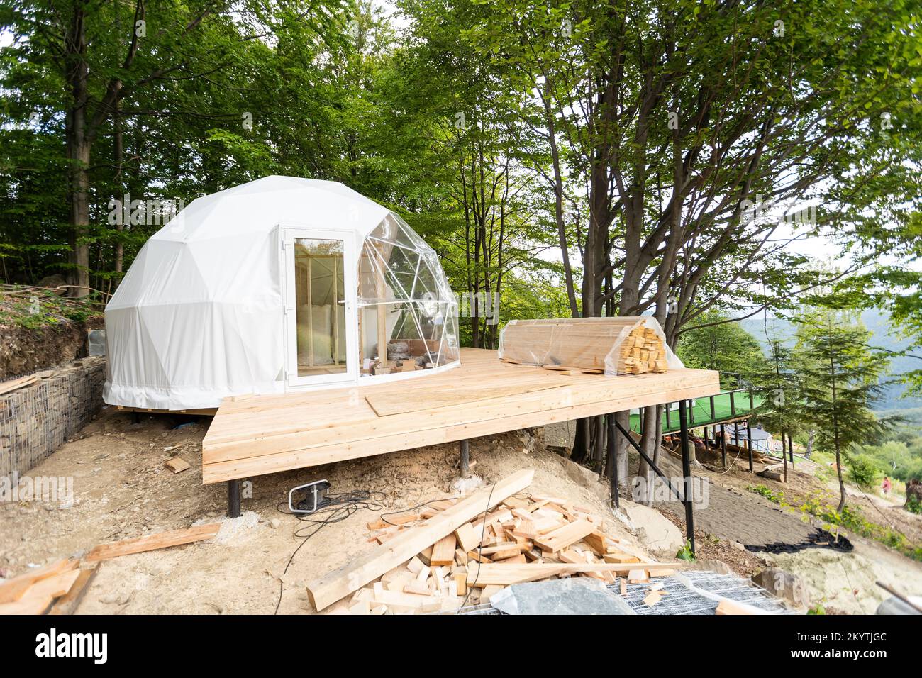 The process of installing a prefabricated frame tent for outdoor events ...