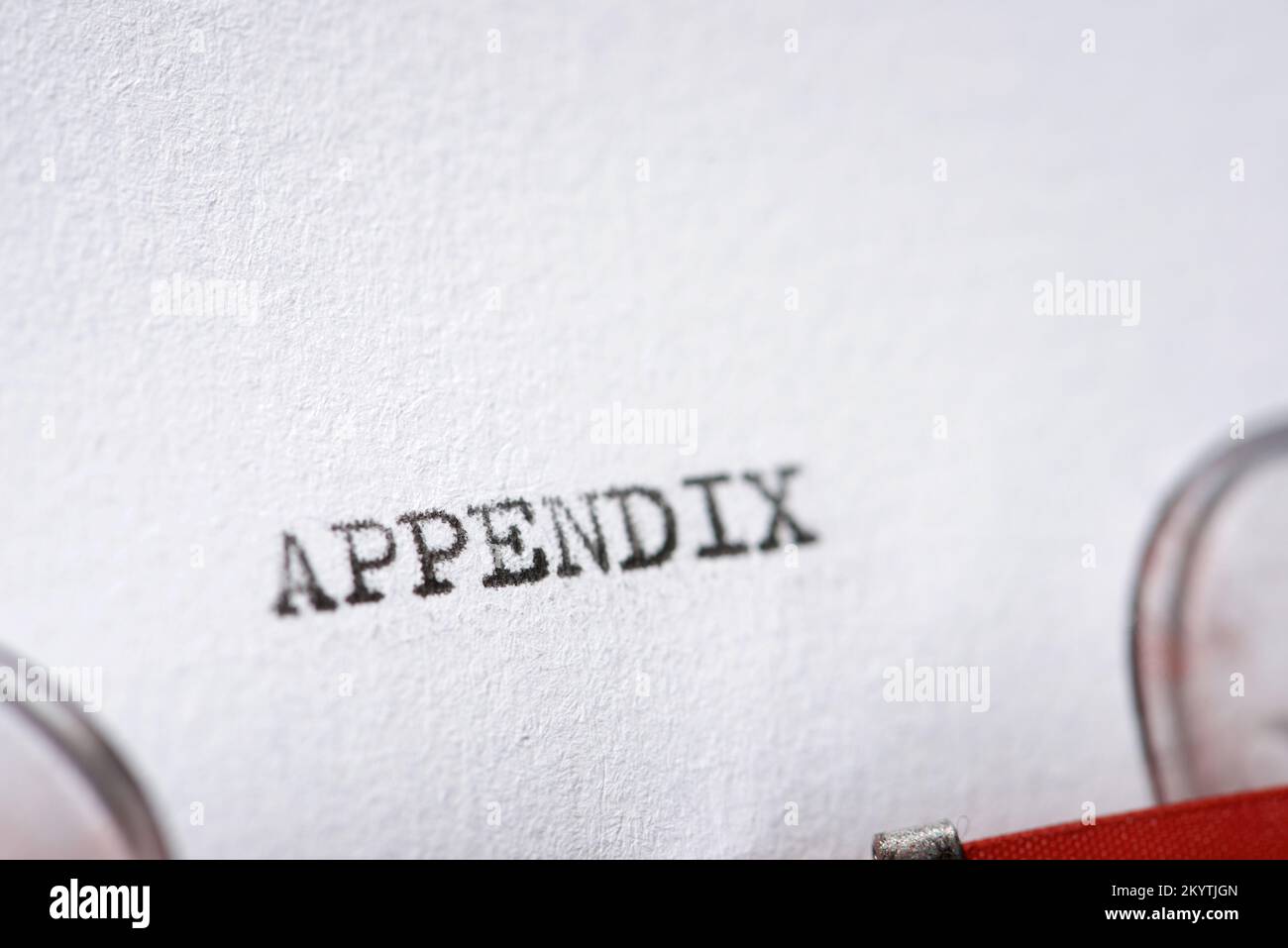 Appendix word written with a typewriter Stock Photo - Alamy