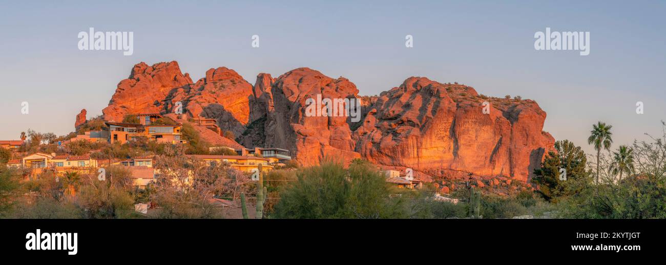 Phoenix, Arizona- Panoramic view of mountainside residential area at ...
