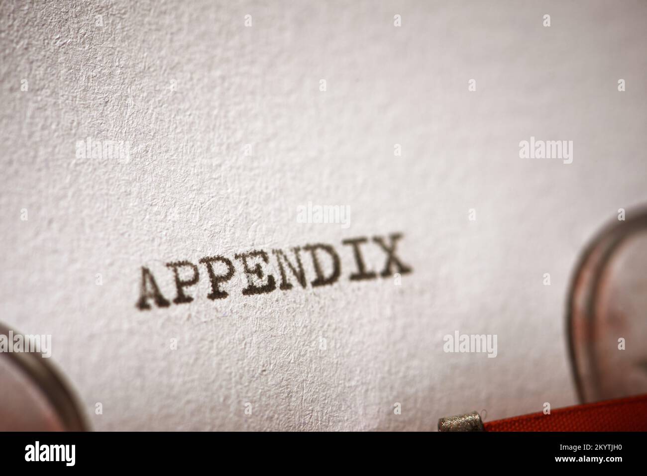 Appendix word written with a typewriter Stock Photo - Alamy