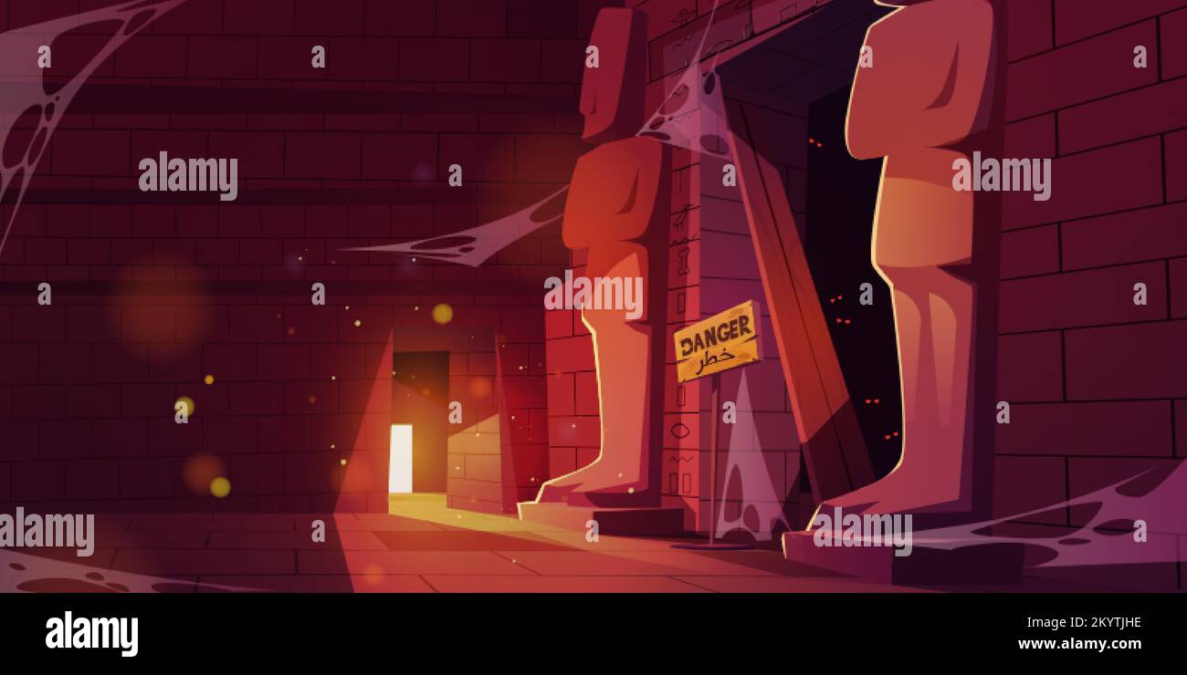 Scary interior of ancient pyramid in Egypt. Pharaoh tomb with stone ...