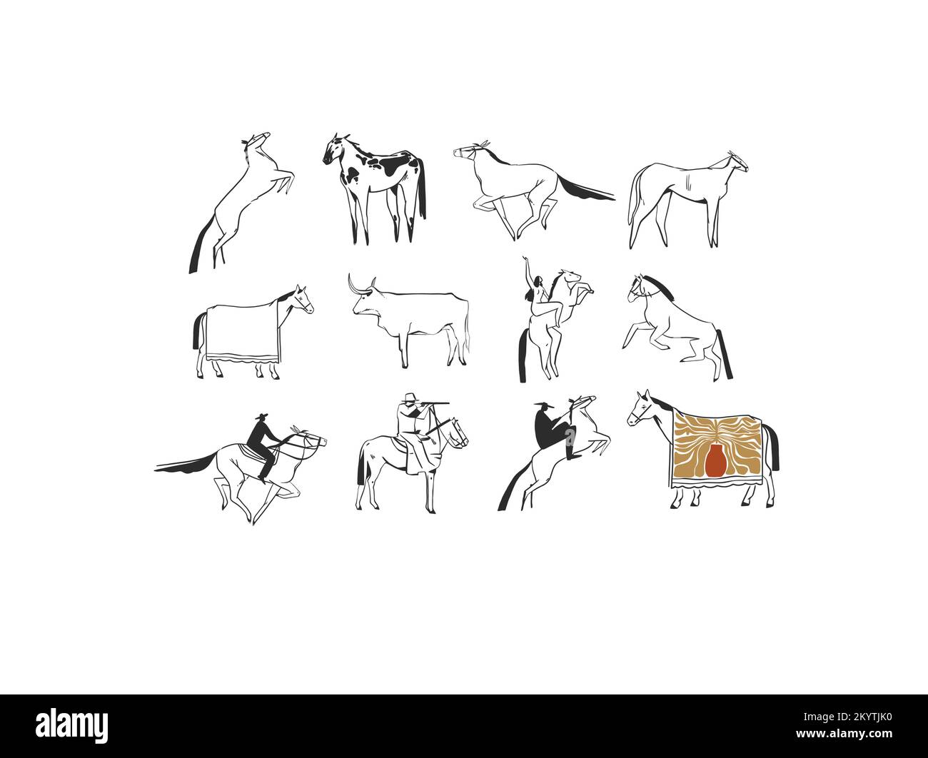 Hand drawn abstract vector graphic clipart illustration boho country ...