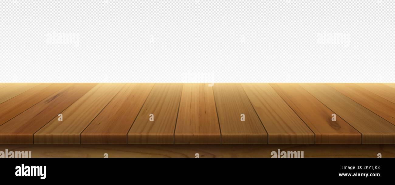 Wooden table top, shelf or counter surface isolated on transparent ...