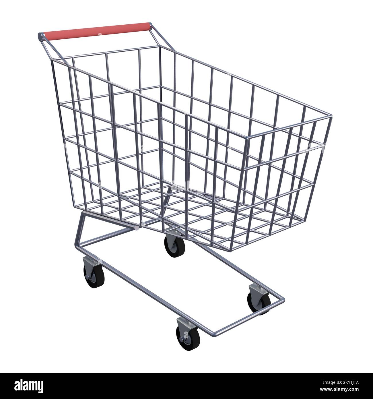 Empty shopping cart in isolated background, 3d rendering. Mockup design ...
