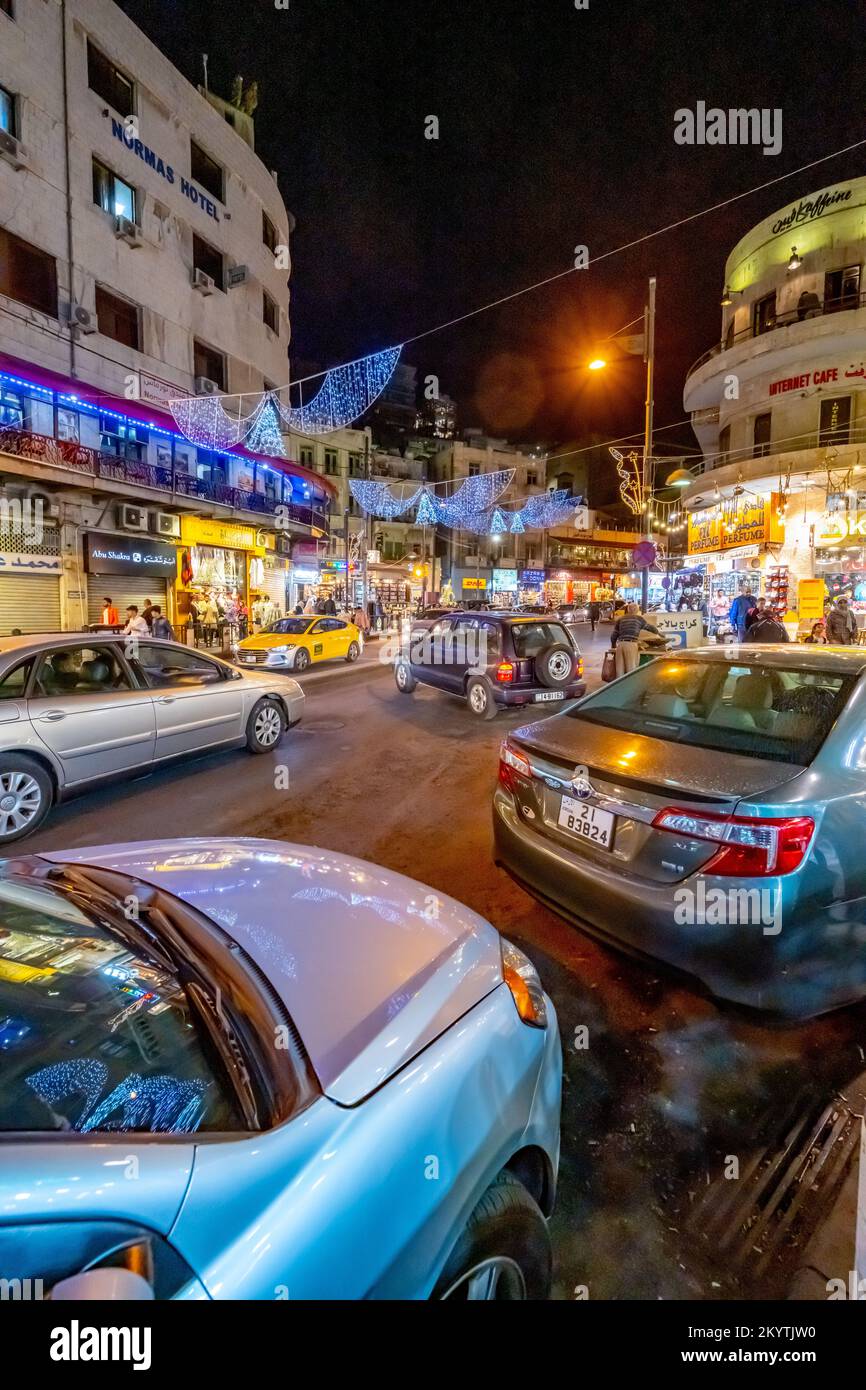 Busy street at night in Amman Jordan Stock Photo - Alamy