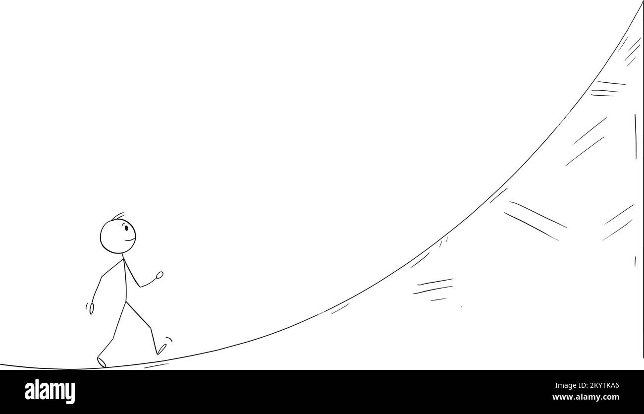 Person Walking Up on the Top, Vector Cartoon Stick Figure Illustration ...