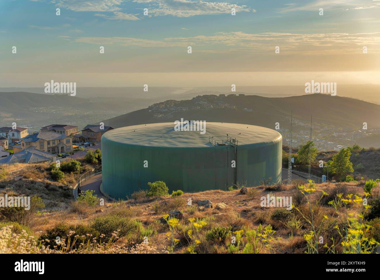 Circular large community water tank at San Marcos in San Siego ...
