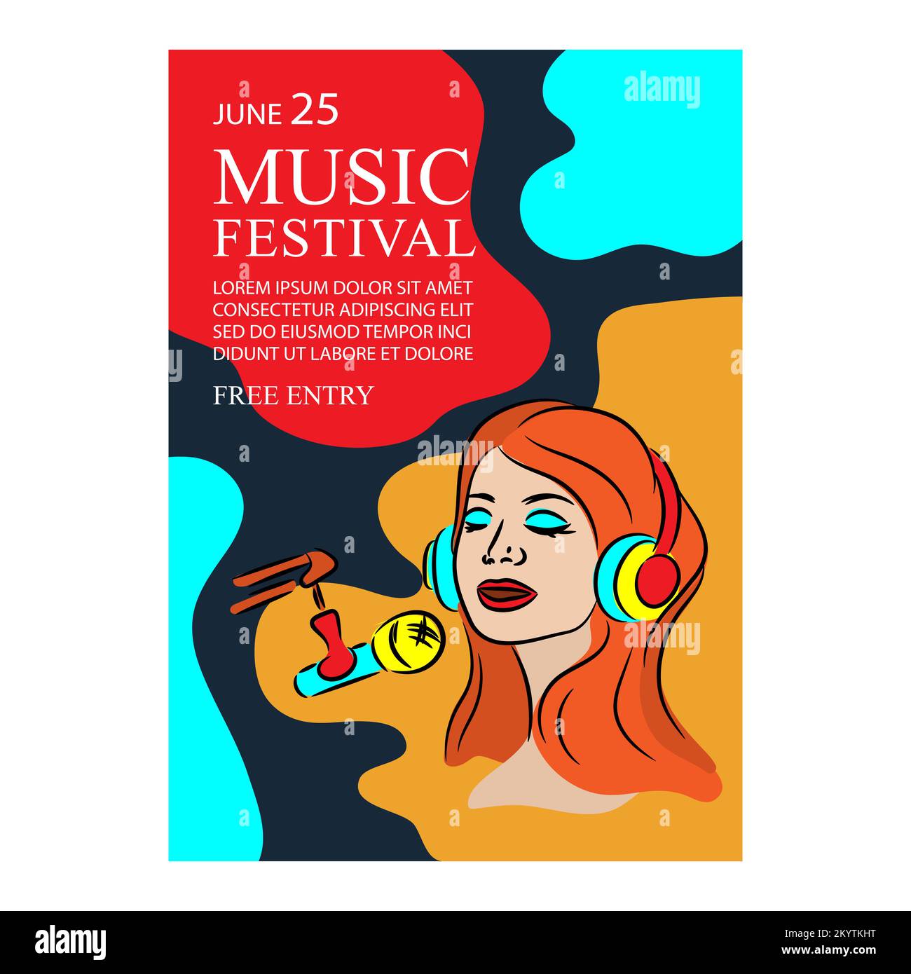 MUSIC SONG FESTIVAL BANNER Vertical Concert Poster With Singer Girl And ...