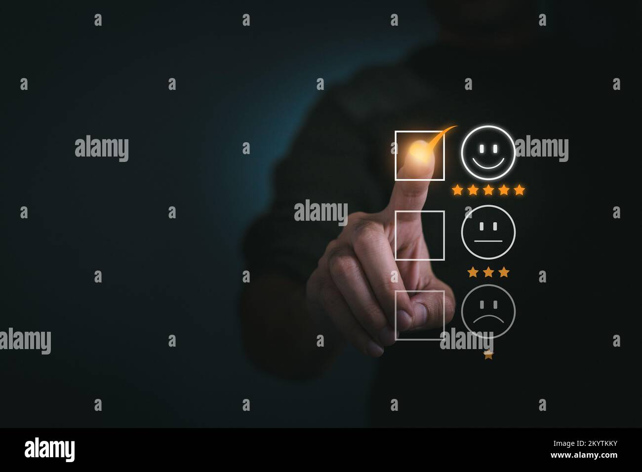 Businessmen choose to rating score happy icons. Customer satisfaction ...