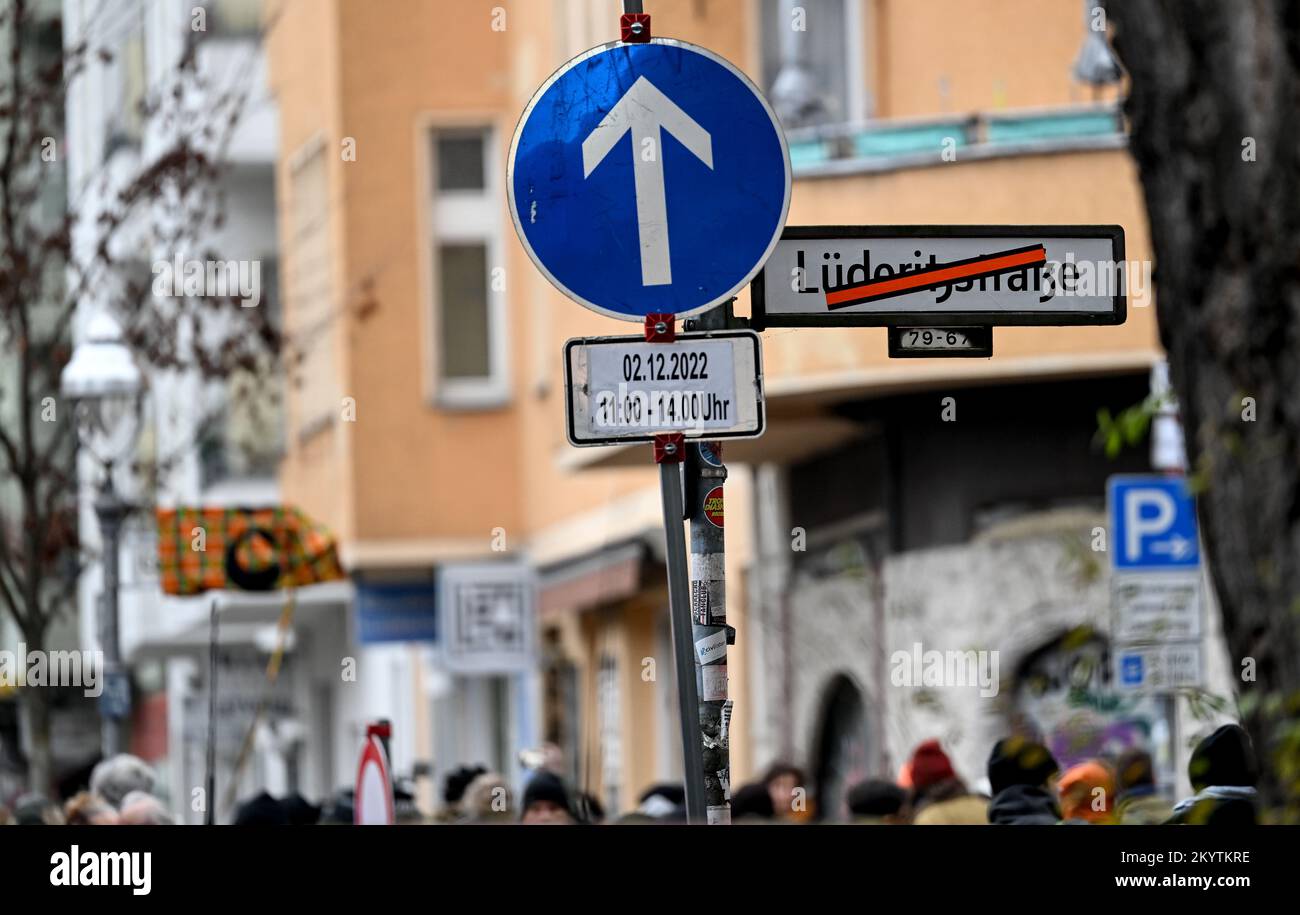 Berlin, Germany. 02nd Dec, 2022. Crowd at the street renaming ceremony ...