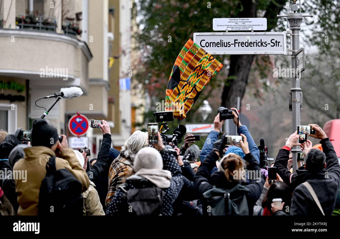 Berlin, Germany. 02nd Dec, 2022. Crowd at the street renaming ceremony ...