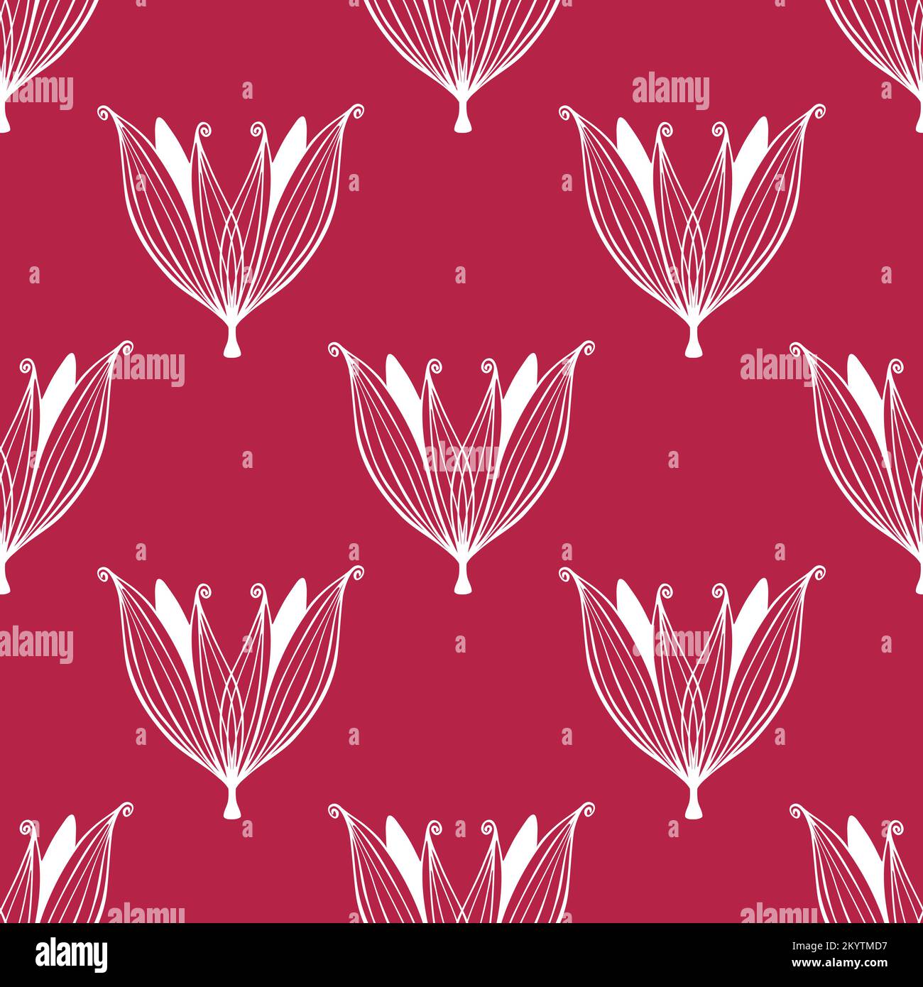 Viva Magenta color of the year 2023 pattern with white doodle flowers ...