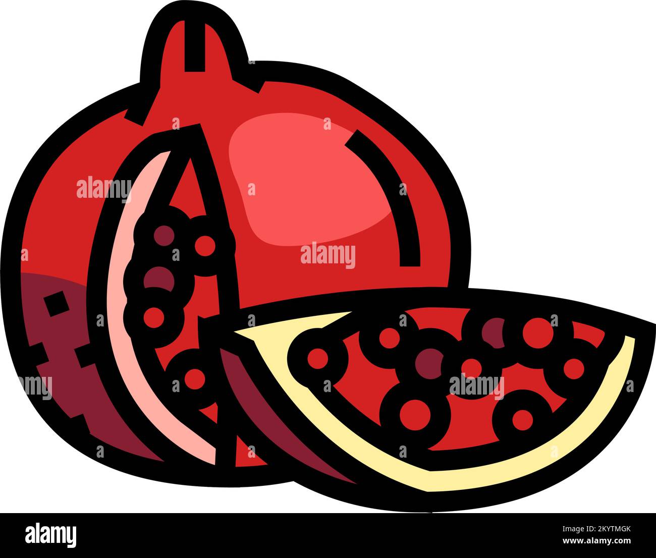 pomegranate whole slice red cut color icon vector illustration Stock ...