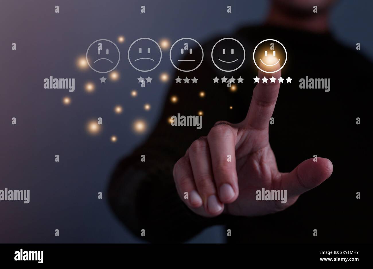 Businessmen choose to rating score happy icons. Customer satisfaction ...