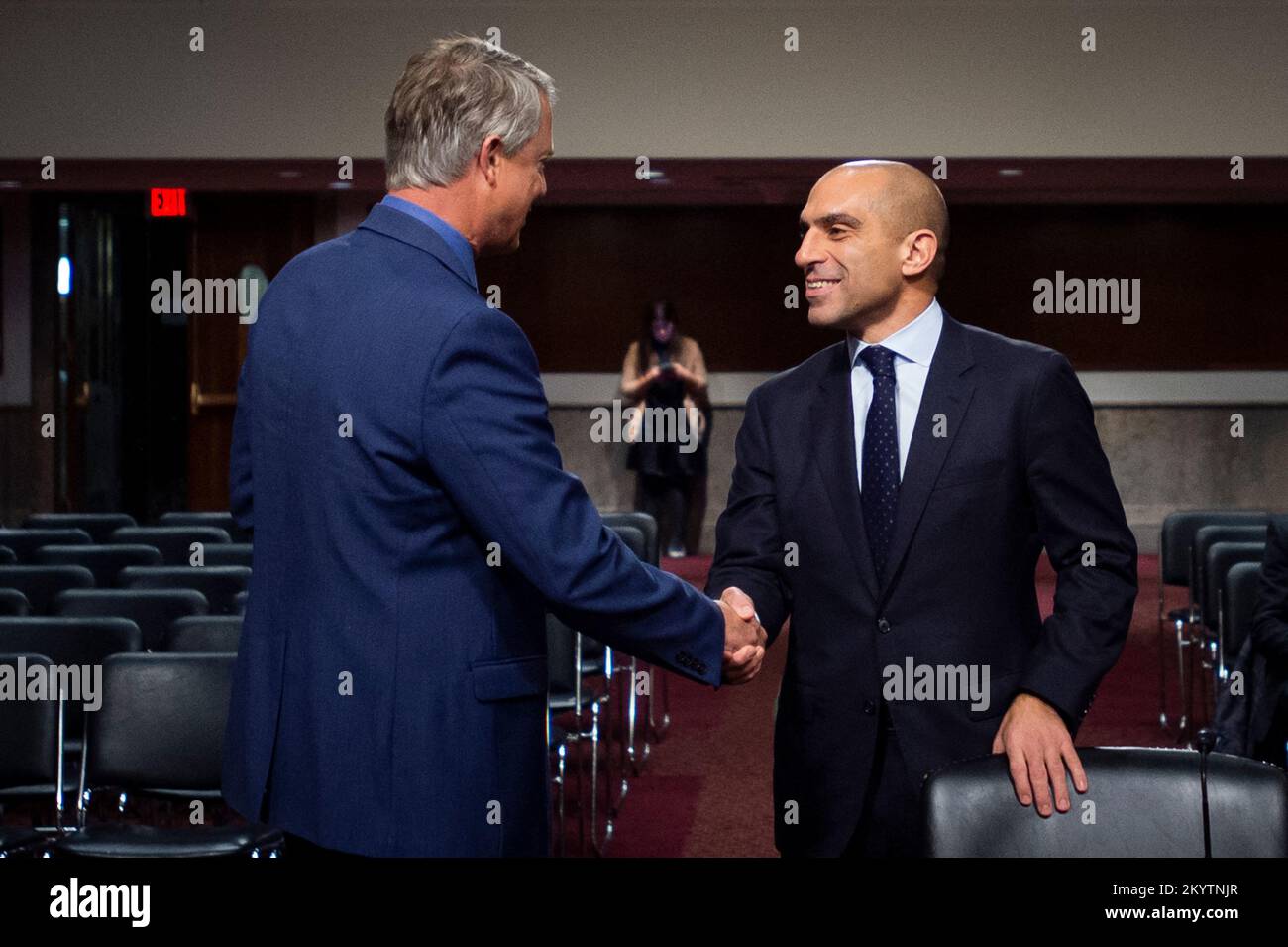 Commodity Futures Trading Commission Chairman Rostin Behnam, right, is ...