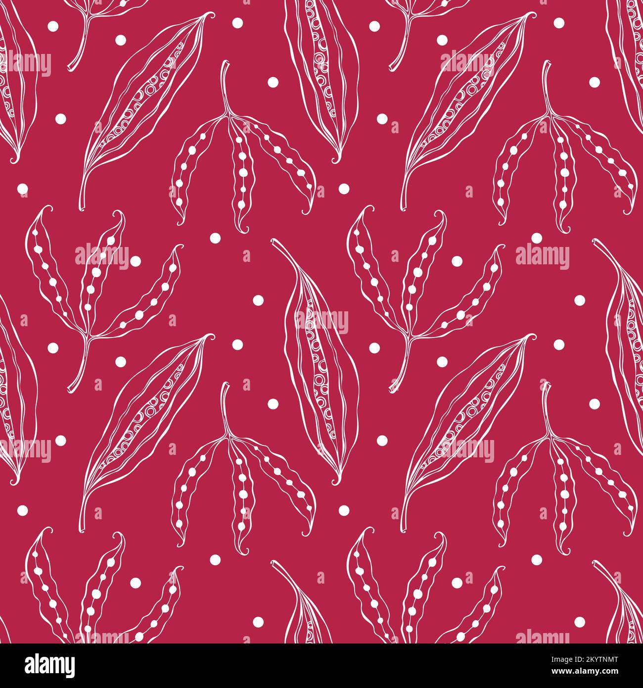 Viva Magenta color trend 2023 pattern, seed pod doodles. Vector ...