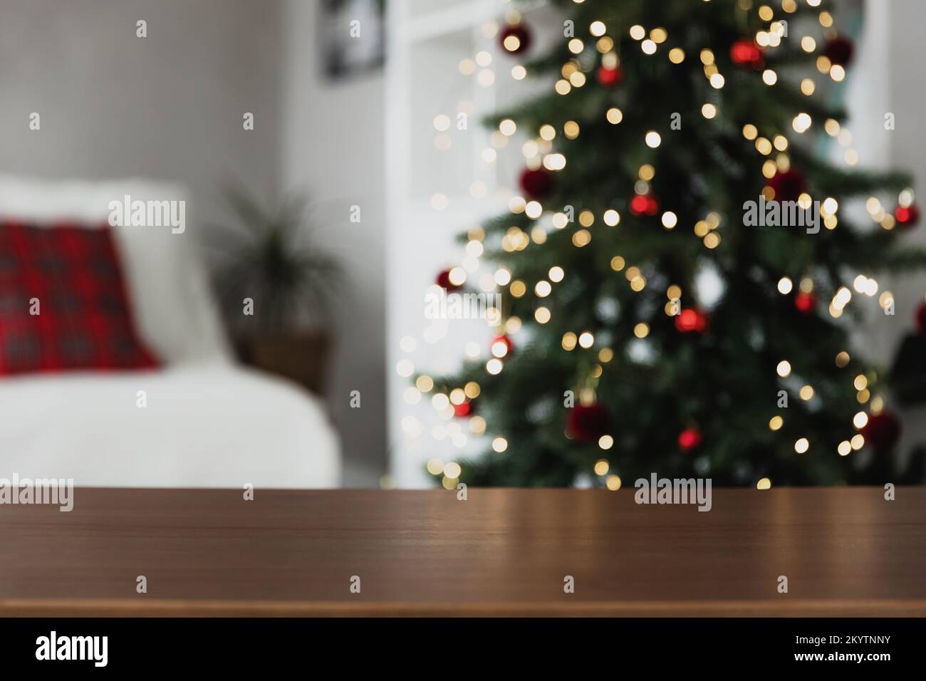 Christmas, New Year background with copy space for design. Empty wooden ...