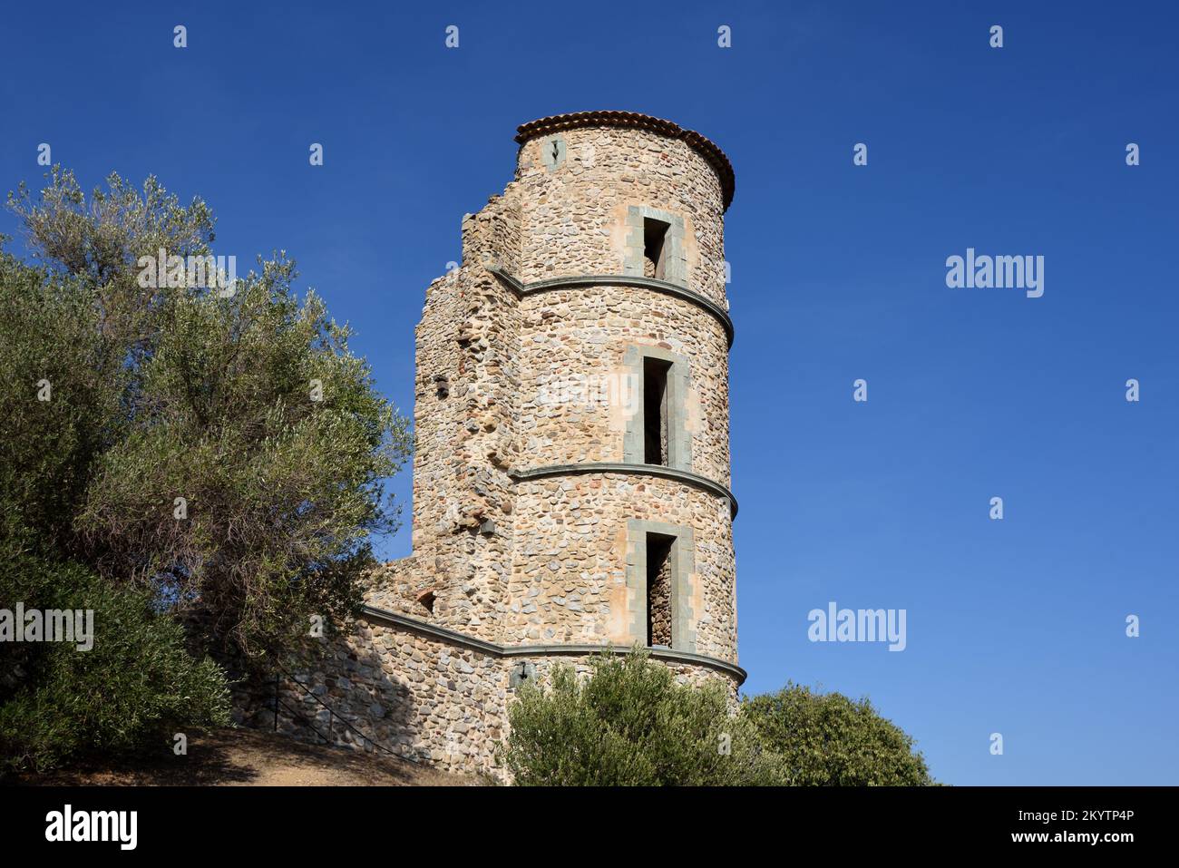 Medieval Stone Tower of the Historic Grimaud Castle or Château Grimaud ...