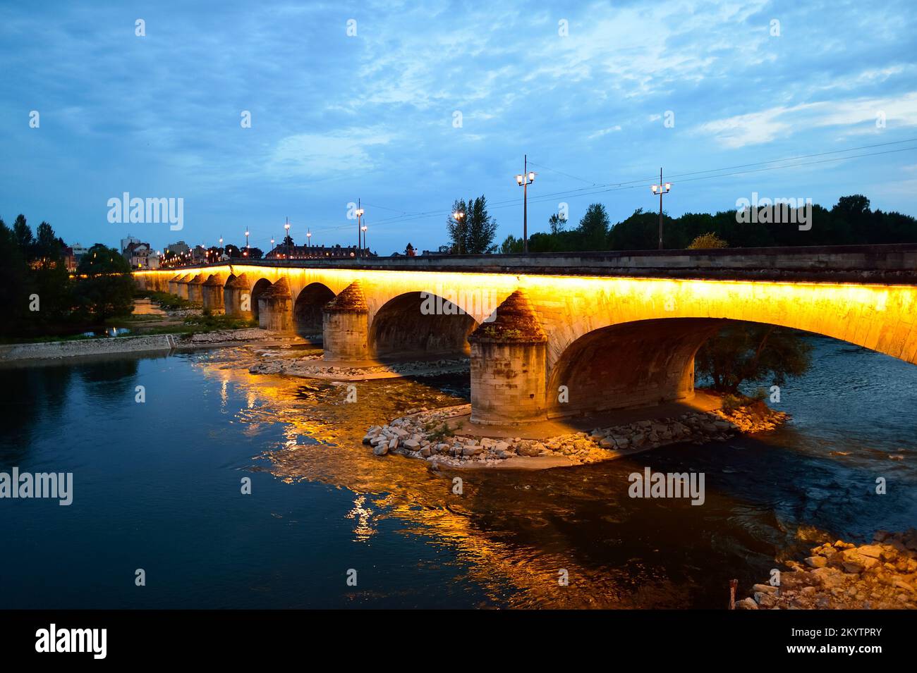 ORLEANS, FRANCE - AUGUST 11, 2015: The George V Bridge at evening. The ...