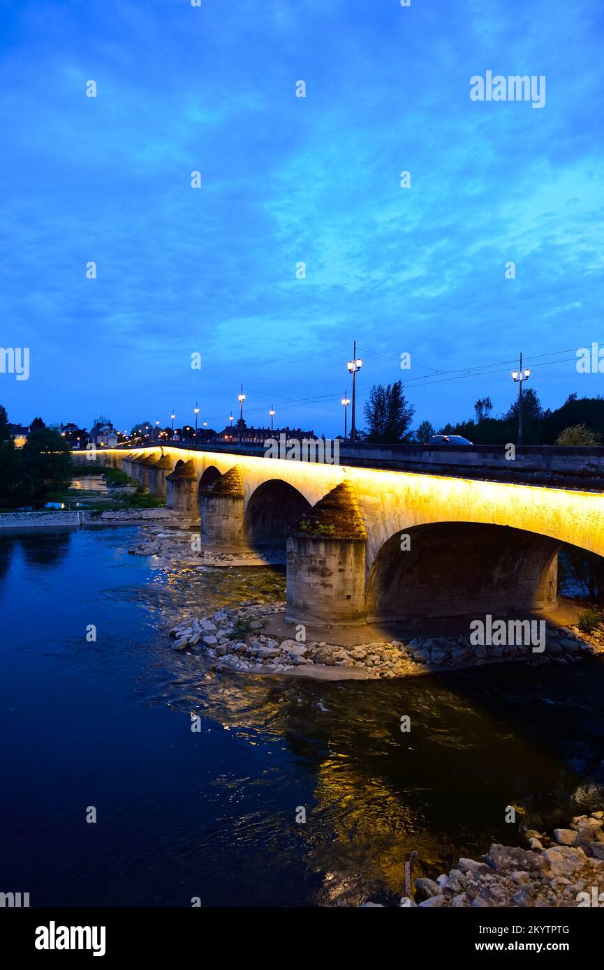 ORLEANS, FRANCE - AUGUST 11, 2015: The George V Bridge at evening. The ...