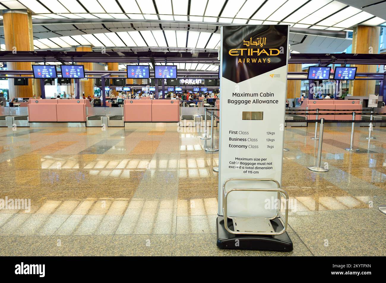 SINGAPORE - NOVEMBER 09, 2015: check-in zone at Changi Airport ...