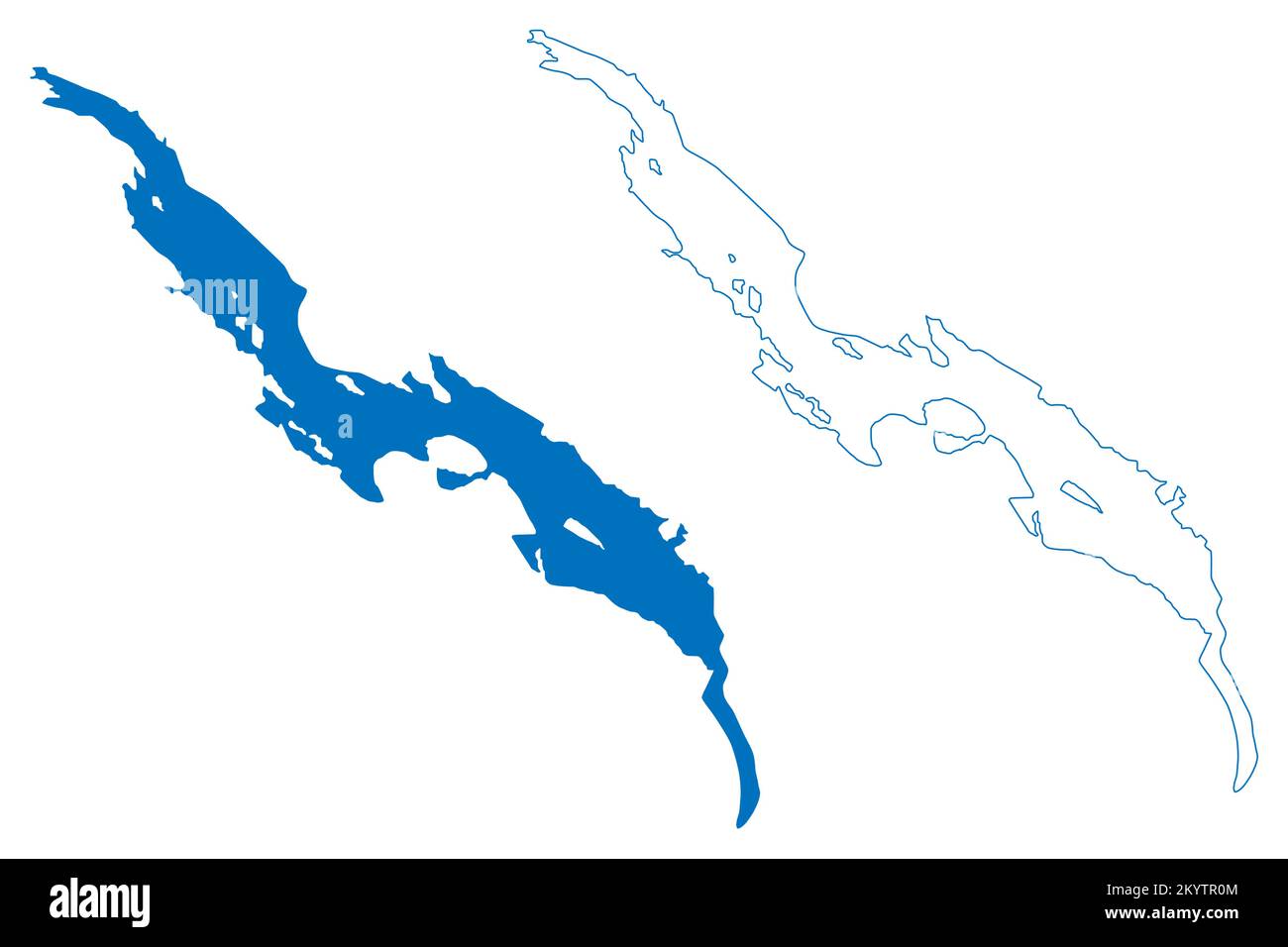 Lake Stora Lulevatten (Kingdom of Sweden) map vector illustration ...