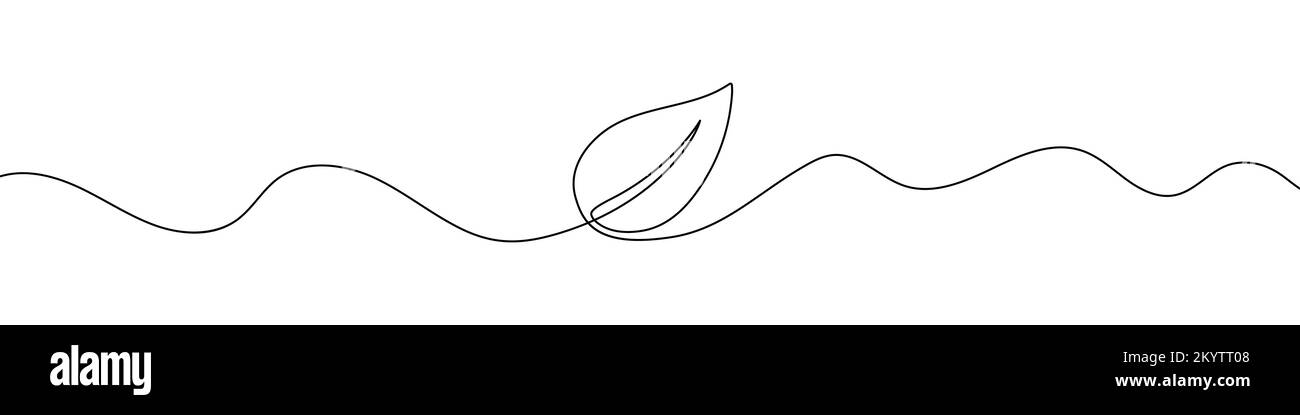 Continuous line drawing of leaf. Leaf one line background. One line ...