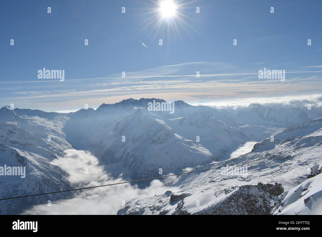 Sunny day on a Hintertux glacier (photo taken from 3250 meters above ...