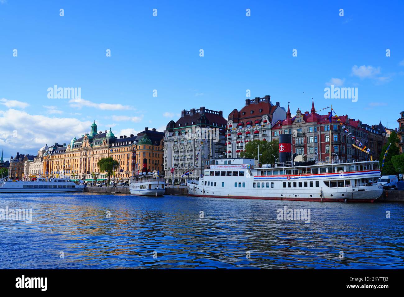 STOCKHOLM, SWEDEN -30 MAY 2022- View of the Strandvagen waterfront in ...