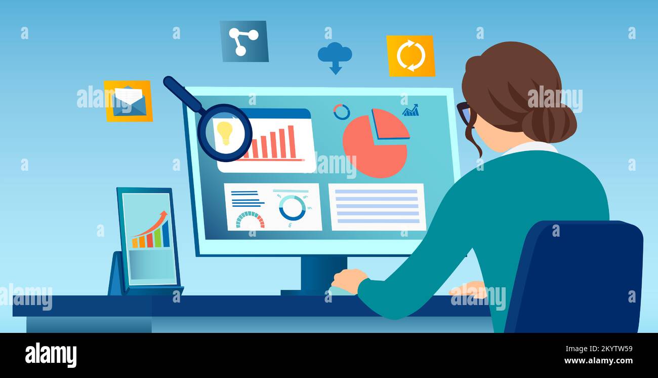 Business manager checking data charts Stock Vector Images - Alamy