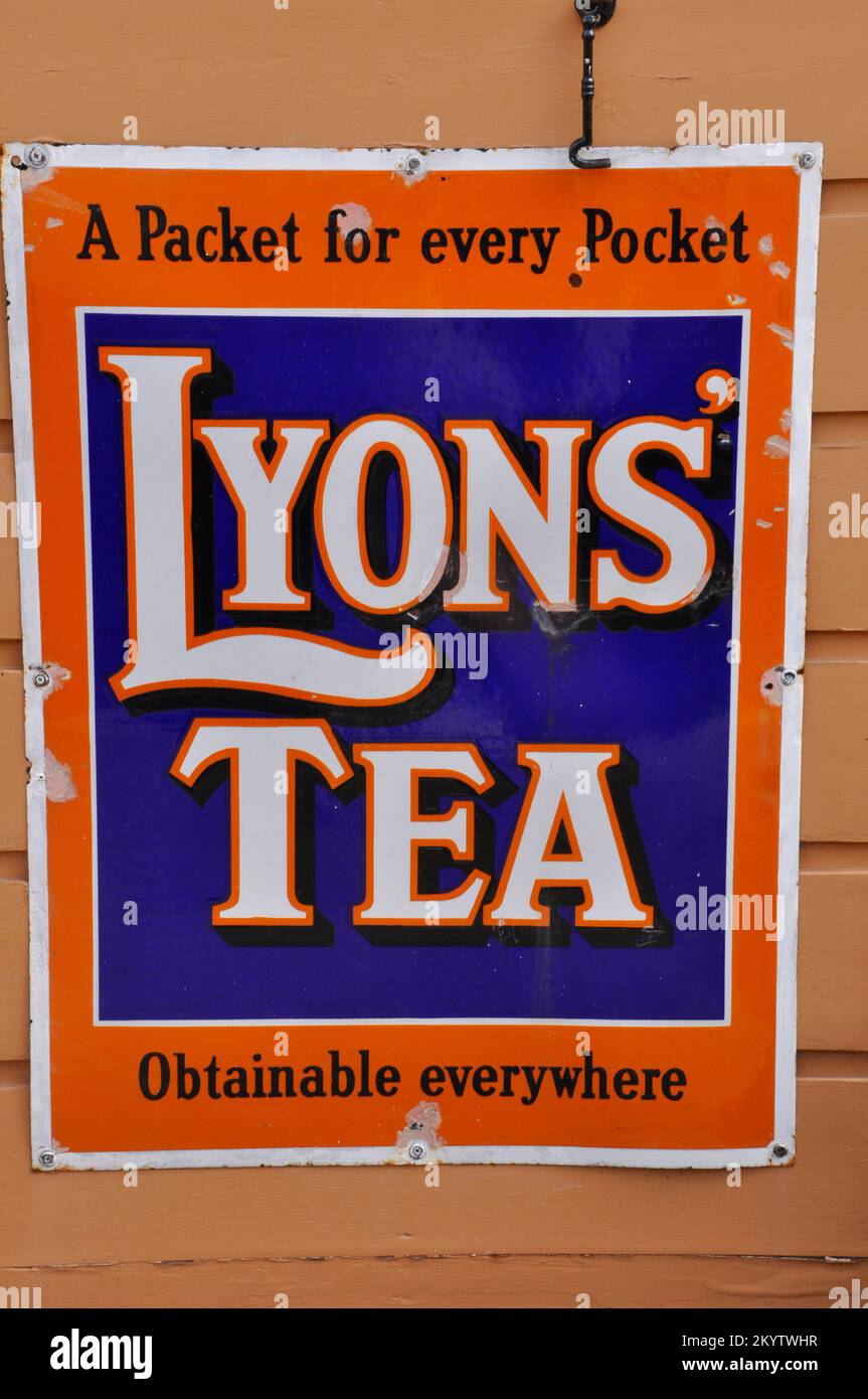 Enamelled metal sign, advertising Lyons Tea photographed at Bishops ...