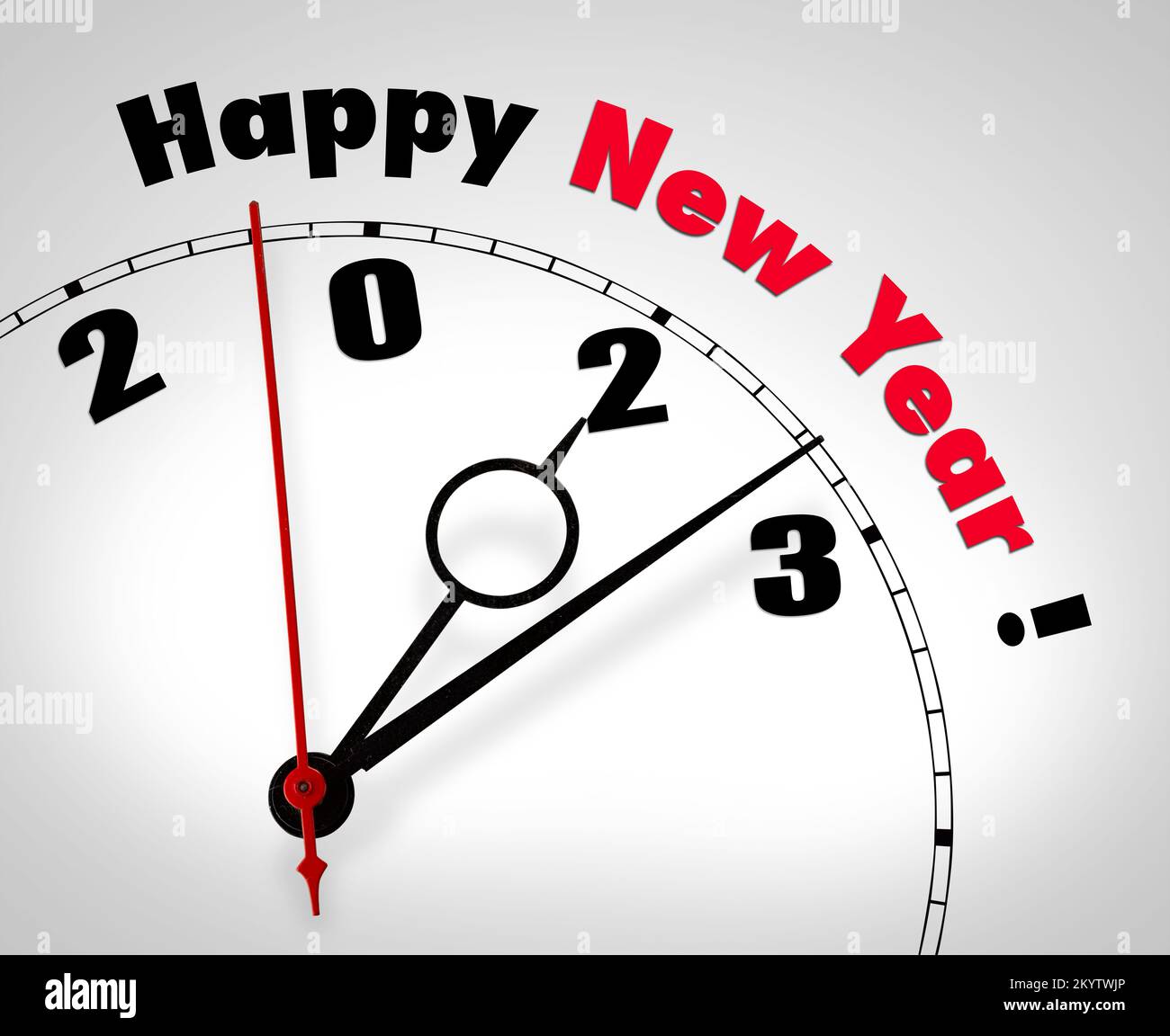 White clock with words Happy New Year 2023 Stock Photo - Alamy