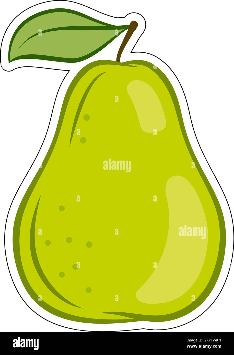 Illustration of Green Juicy Stylized Pear with Leaf. Icon for Food Apps ...