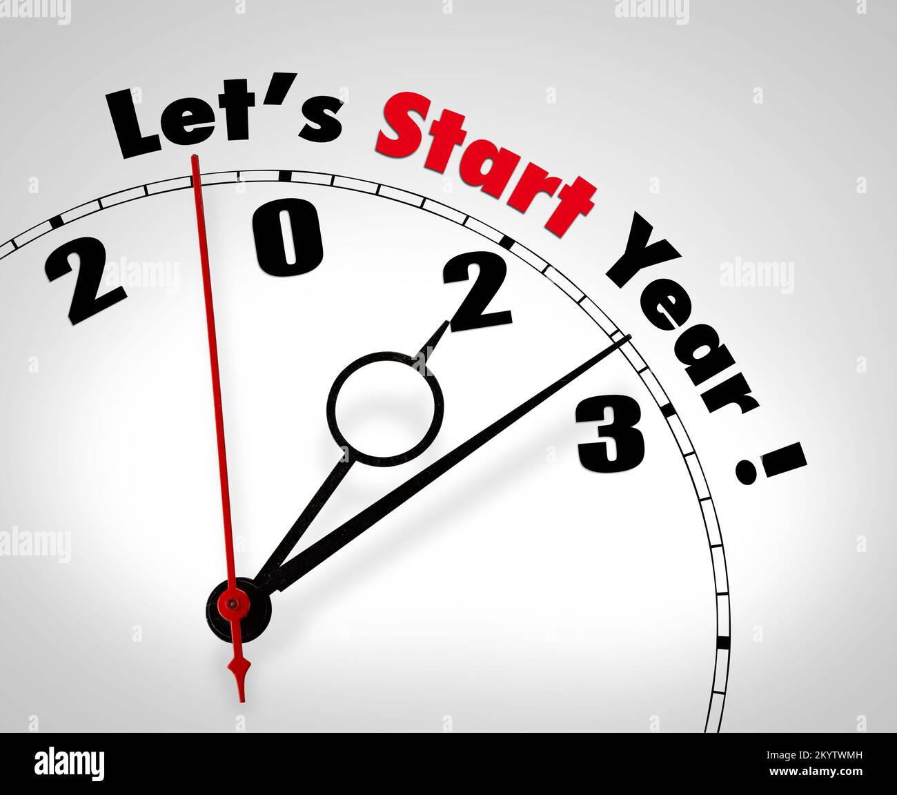 White clock with words Let’s Start Year 2023 Stock Photo - Alamy