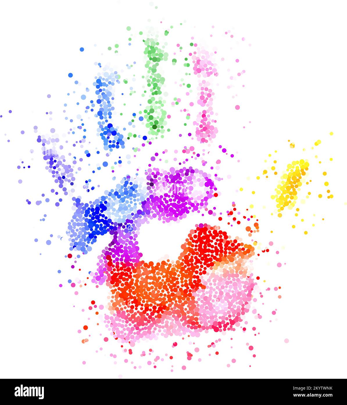 Colorful Handprint of Dots. Rainbow Colors Dots Shape of a Hand and ...