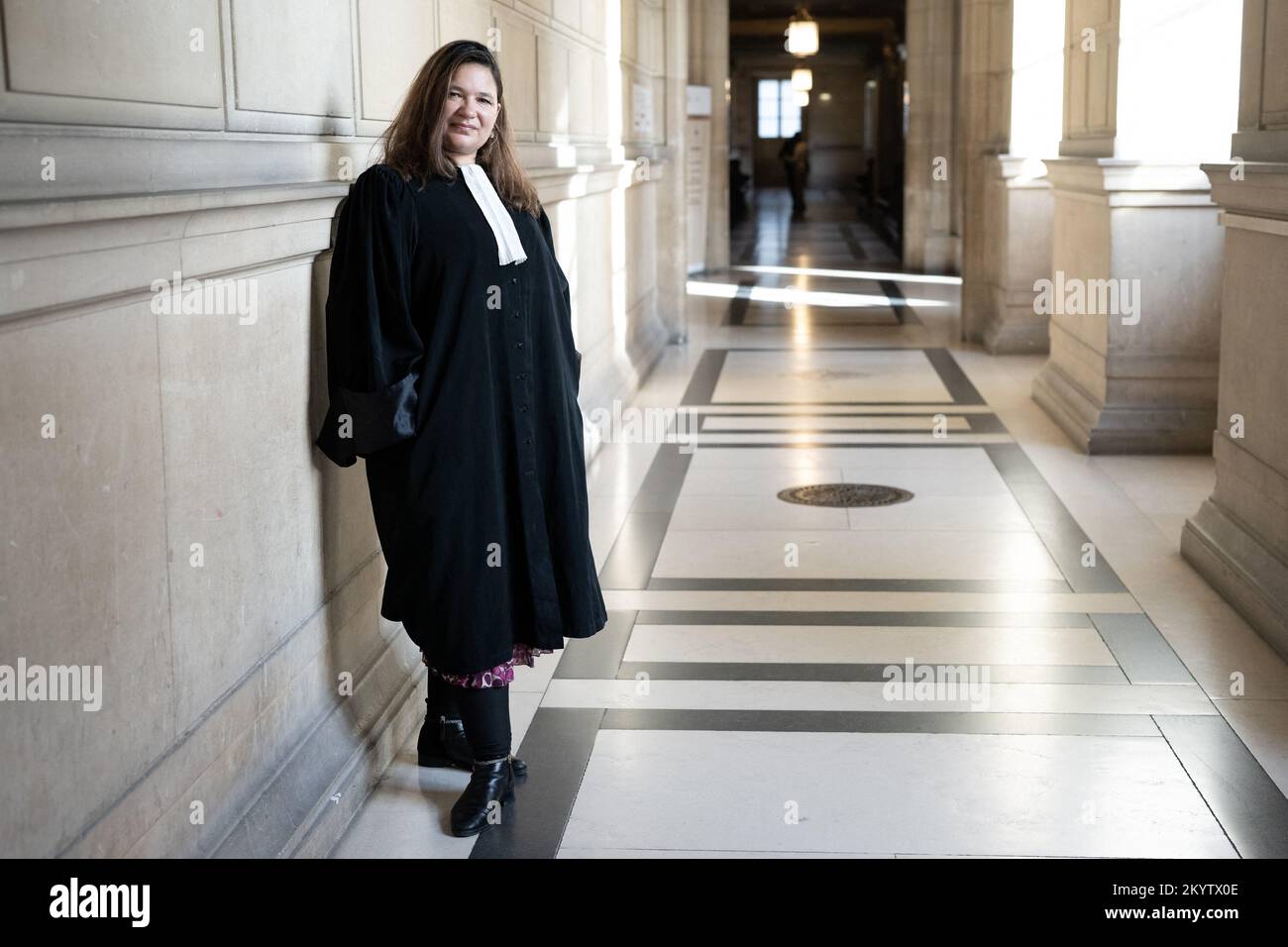 Lawyer Alienor Kamara Cavarroc poses at the courthouse, on November 28 ...