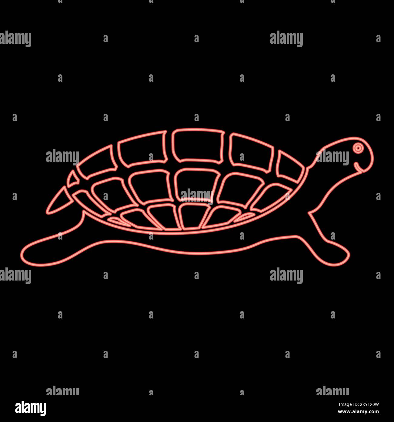 Neon turtle tortoise iconred color vector illustration image flat style ...