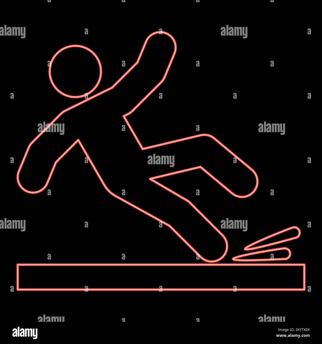 Neon falling man iconred color vector illustration image flat style ...