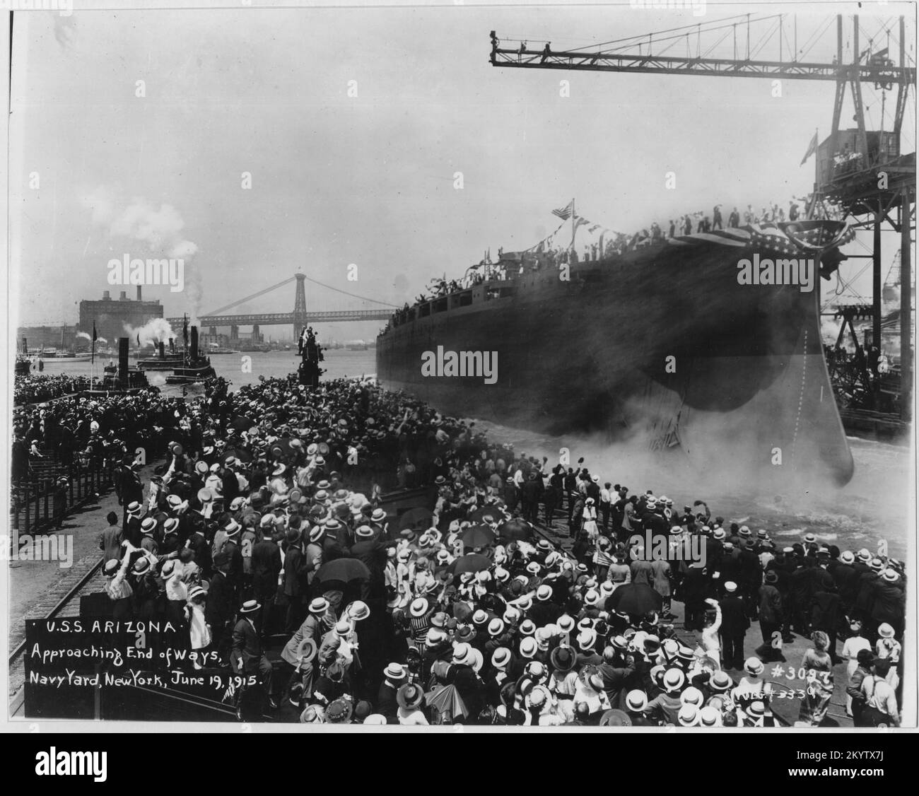 Arizona (BB39) At Launch Approaching End of Ways , Ships, Naval Vessels ...
