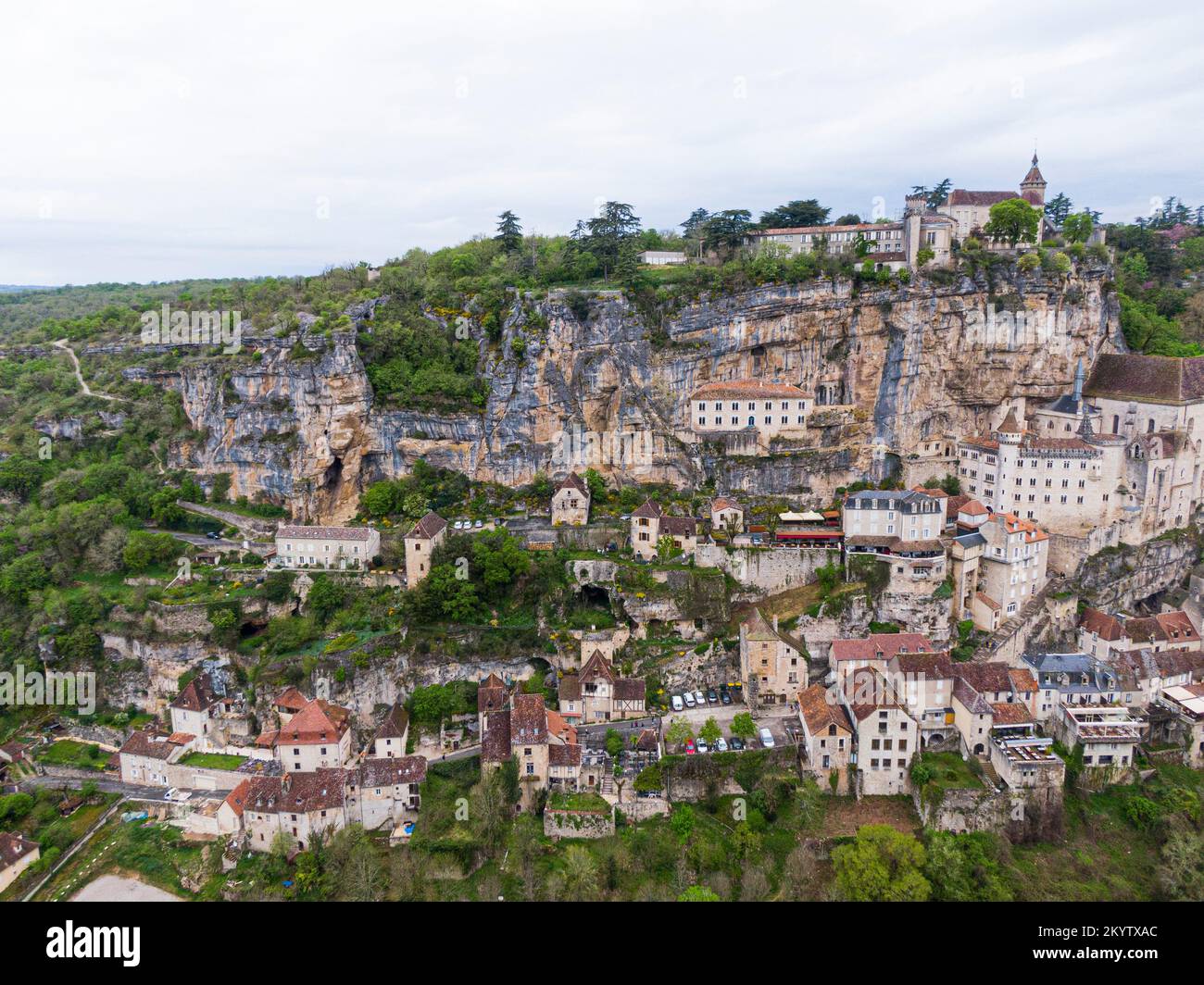 Aerial view of Beautiful village Rocamadour in Lot department ...